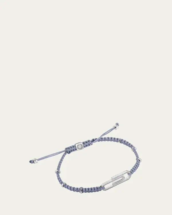 Tateossian Diamond Paperclip Macrame Bracelet - Gray