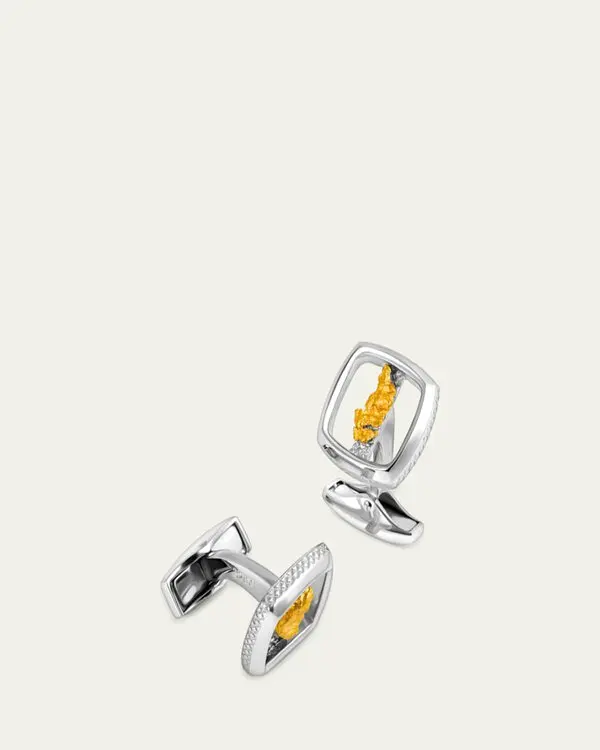 Tateossian Limited Edition Gold Nugget Cufflinks In Silver
