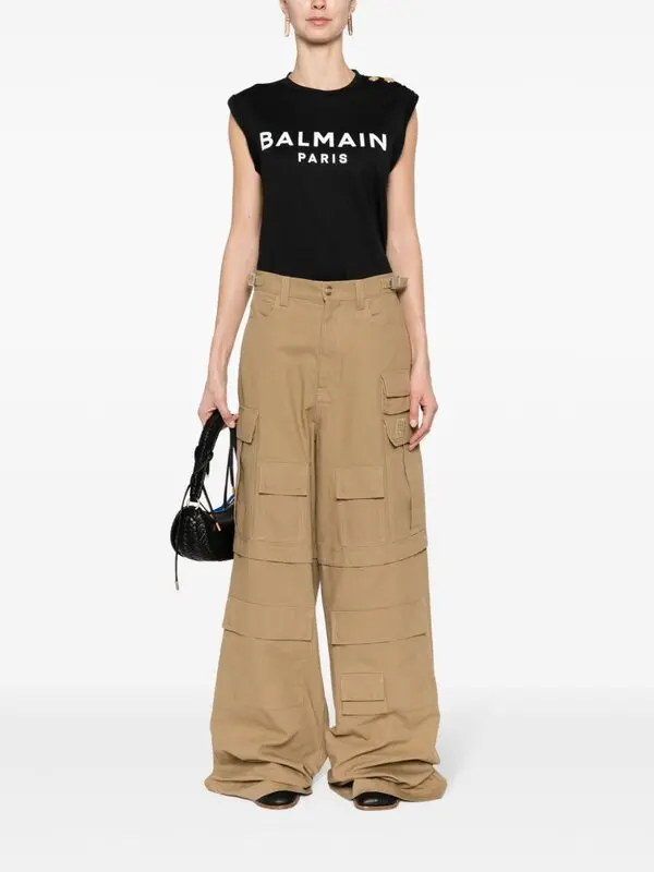Balmain Logo-print Cotton Tank Top - Black