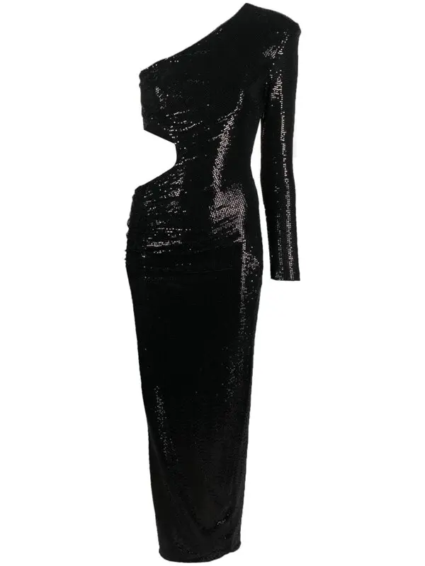NISSA Metallic-finish One-shoulder Dress