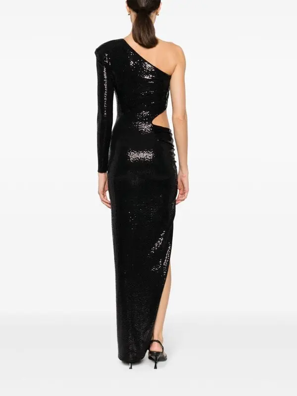 NISSA Metallic-finish One-shoulder Dress