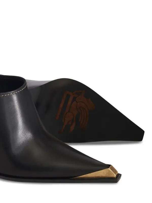 Etro Metallic Toe-cap Leather Mules