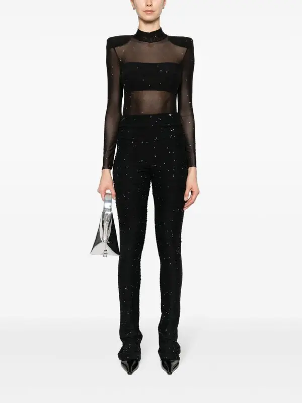 NISSA Crystal-embellished Flared Trousers