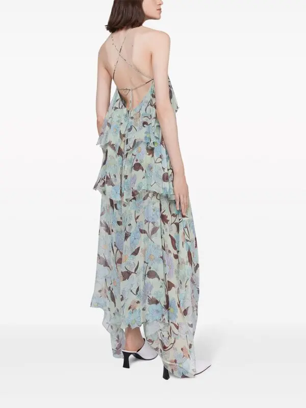 Stella Mccartney Lady Garden-print Silk Chiffon Dress - Green