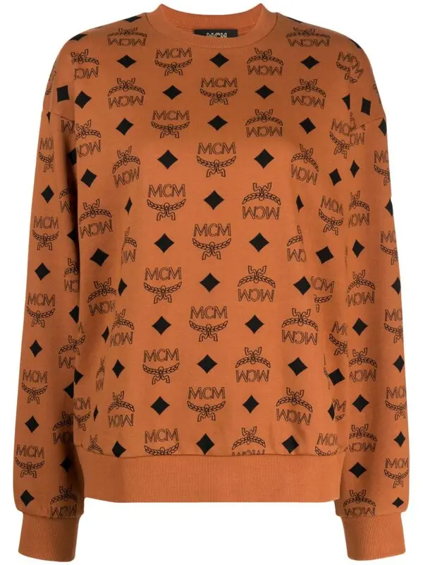 Mcm Monogram Print Cotton Sweatshirt