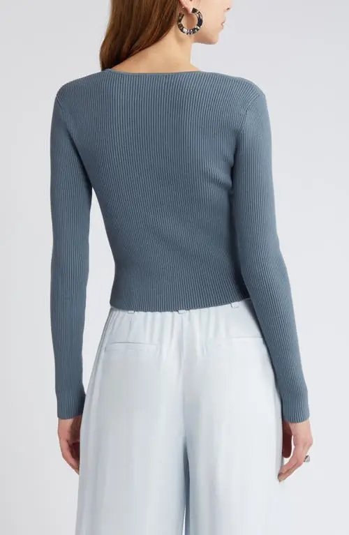OPEN EDIT Luxe Sculpt Square Neck Top - Blue Weather