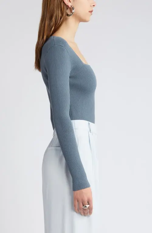 OPEN EDIT Luxe Sculpt Square Neck Top - Blue Weather