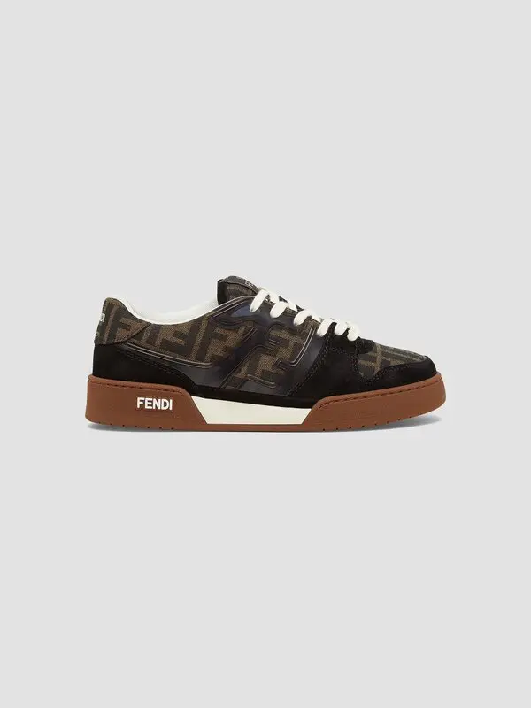 Fendi Match Suede & Jacquard Low-top Sneakers - Tabacco