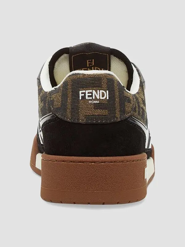 Fendi Match Suede & Jacquard Low-top Sneakers - Tabacco