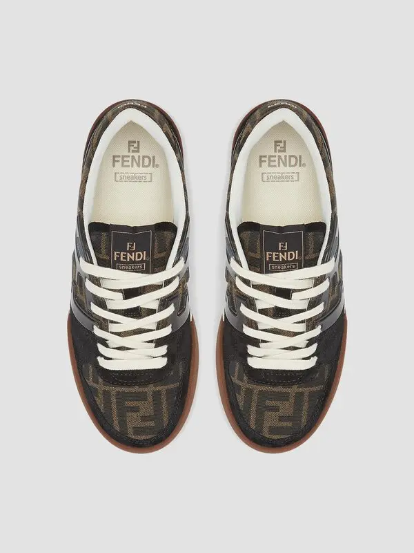 Fendi Match Suede & Jacquard Low-top Sneakers - Tabacco