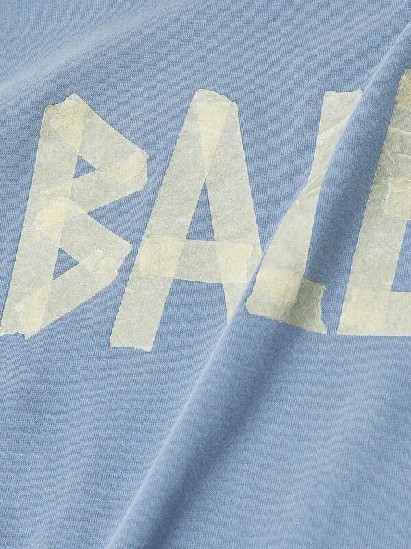 Balenciaga Oversized Distressed Logo-print Cotton-jersey T-shirt