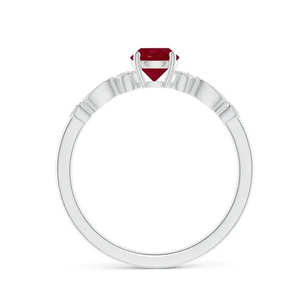 Angara Marquise And Dot Ruby Engagement Ring With Diamonds 5mm - White Gold/medium Pinkish Red