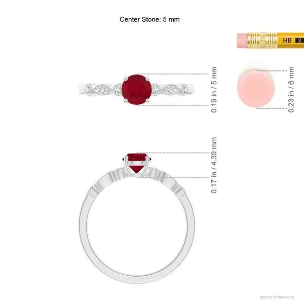 Angara Marquise And Dot Ruby Engagement Ring With Diamonds 5mm - White Gold/medium Pinkish Red