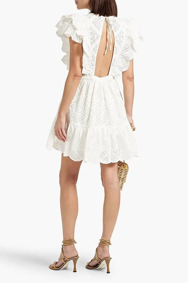 white christmas dresses Haddie Broderie Anglaise Halterneck Mini Dress in White main image 1