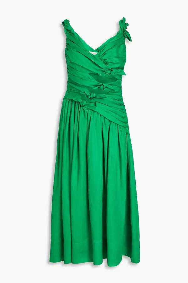 Zimmermann Cutout Knotted Linen Midi Dress