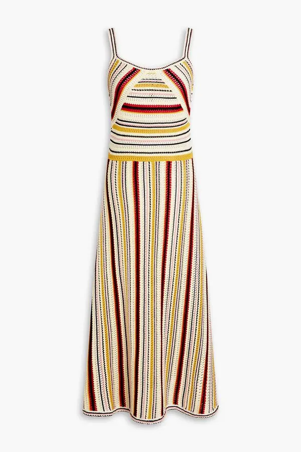 Zimmermann Vitali Striped Crochet-knit Cotton Maxi Dress - Pastel Yellow