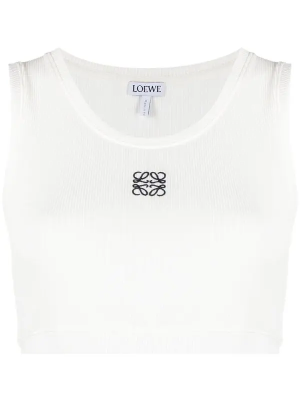 LOEWE ホワイト リブタンクトップ S Anagram tank top in stretch viscose White - LOEWE USA Official Website