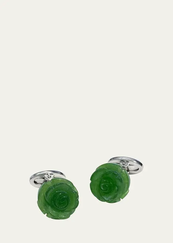 JAN LESLIE Hand-carved Onyx Sterling Silver Cufflinks