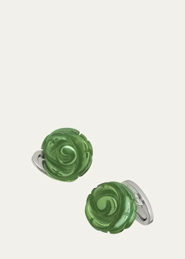JAN LESLIE Hand-carved Onyx Sterling Silver Cufflinks