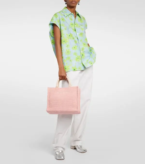 Marni Small Raffia-effect Logo Tote Bag