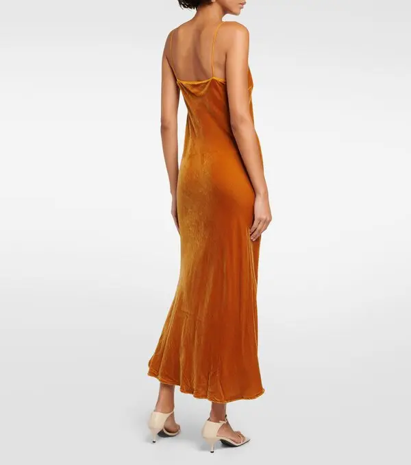 Asceno Lyon Velvet Maxi Dress In Gold - 40% Off | Editorialist