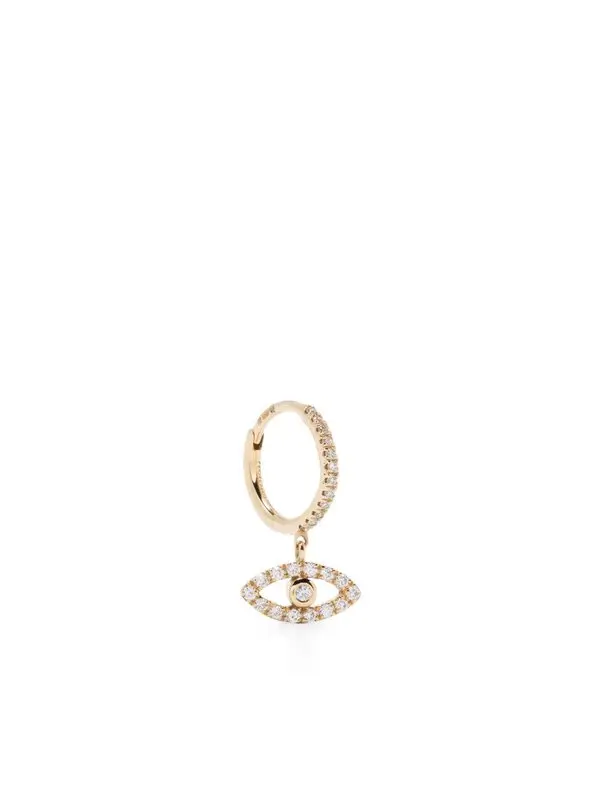 PERSEE 18kt Yellow Diamond Evil Eye Hoop Earring - Gold