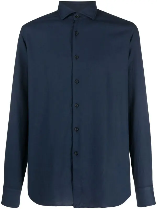 XACUS Cutaway-collar Cotton Shirt - Blue
