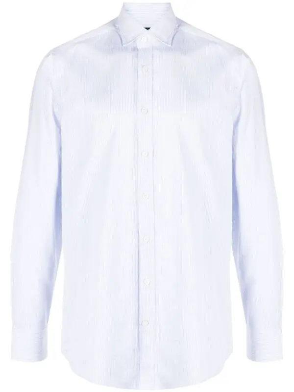 HACKETT Striped Cotton Shirt - Blue