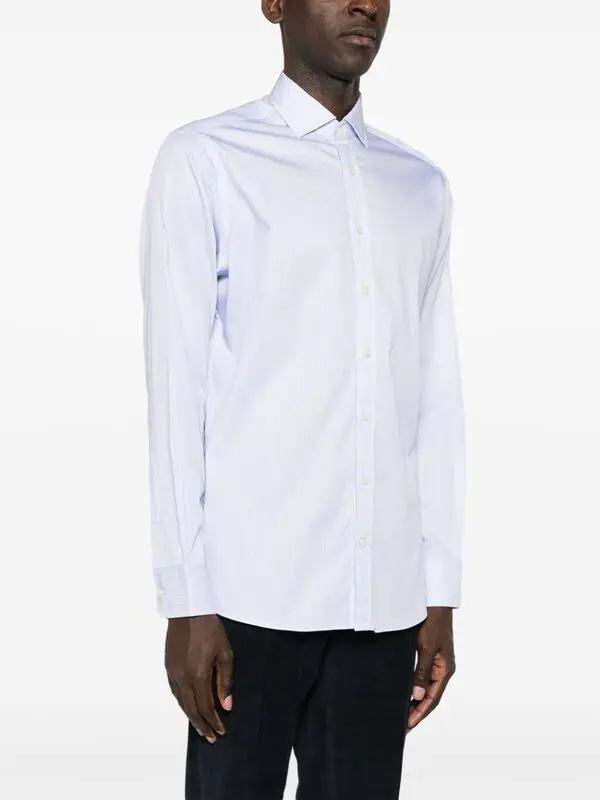 HACKETT Striped Cotton Shirt - Blue
