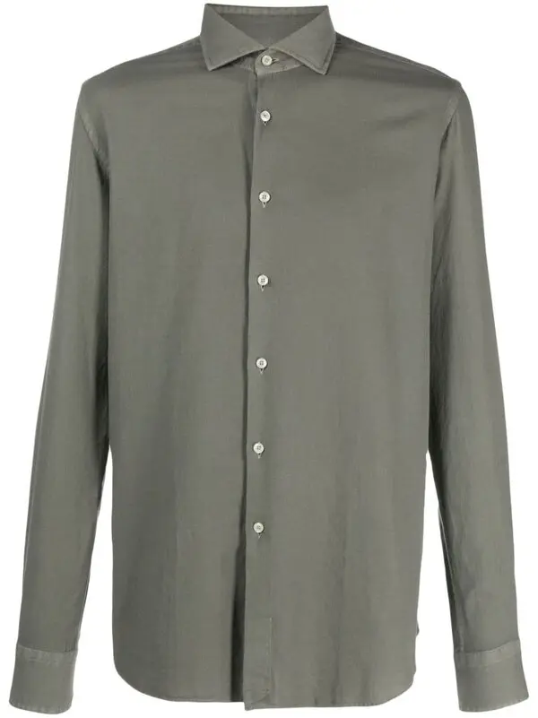 XACUS Cutaway-collar Cotton Shirt - Green