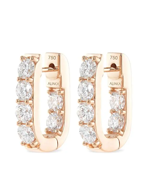 ALINKA 18kt Rose Gold Linka Grande Diamond Hoop Earrings - Pink