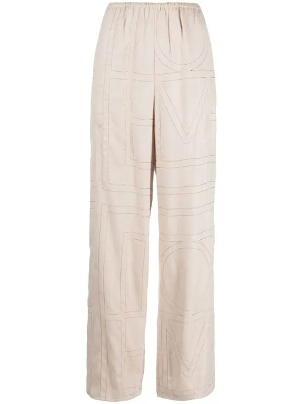 TOTEME Monogram Flannel Pajama Bottoms