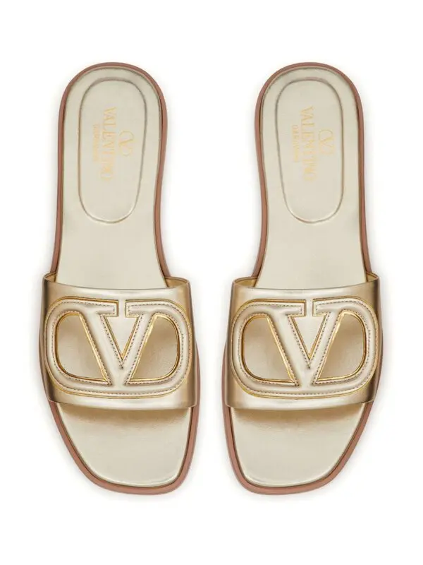 Valentino Garavani V-logo Cut-out Sandals - Gold