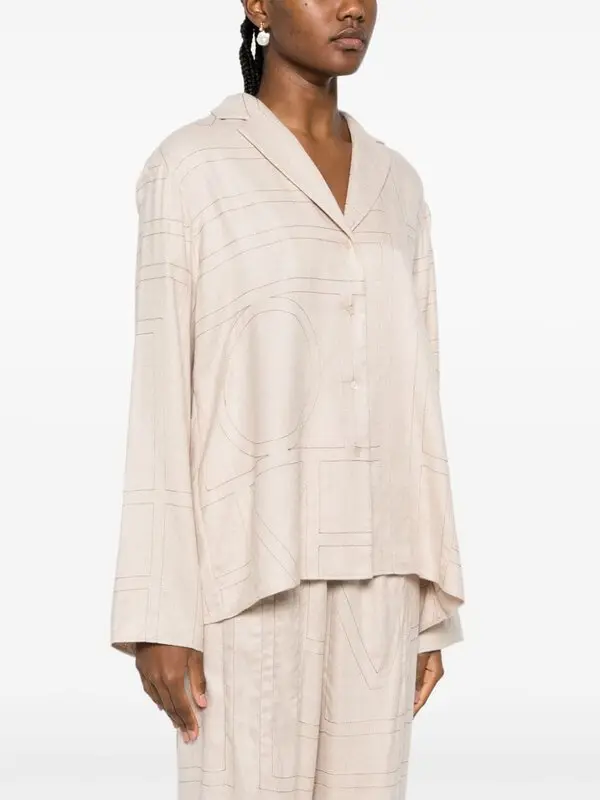TOTEME Monogram Flannel Pajama Top - Neutrals