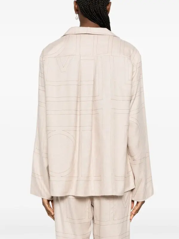 TOTEME Monogram Flannel Pajama Top - Neutrals