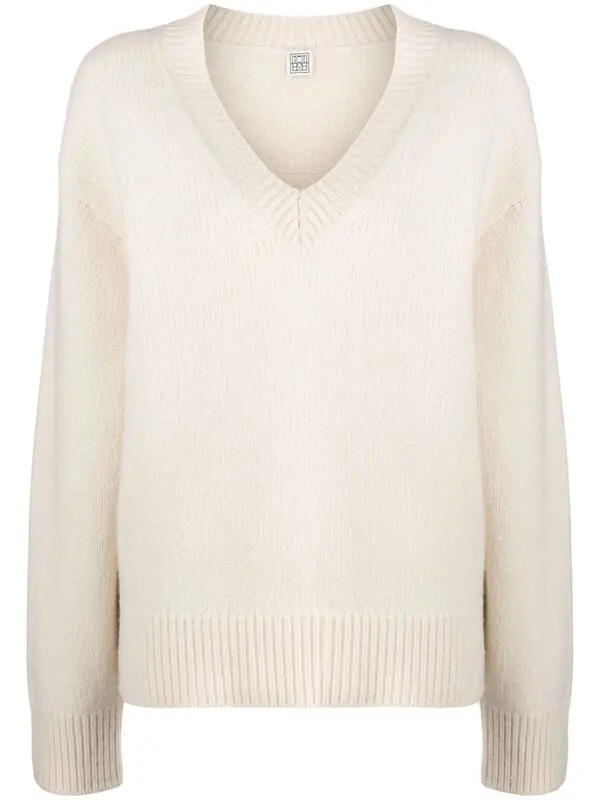 TOTEME V-neck Wool-cashmere Jumper - Neutrals