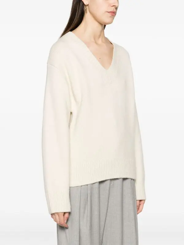 TOTEME V-neck Wool-cashmere Jumper - Neutrals