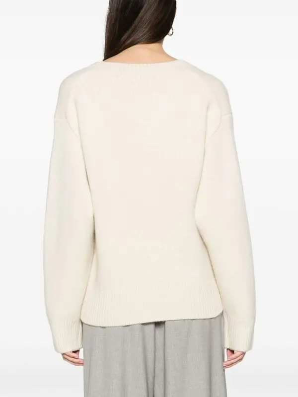 TOTEME V-neck Wool-cashmere Jumper - Neutrals