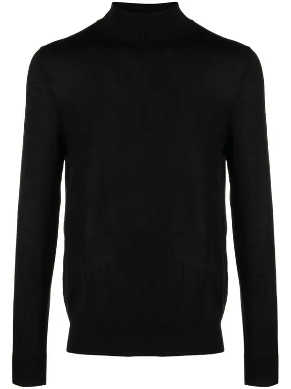 HACKETT LONDON Hackett Roll-neck Wool-blend Jumper - Black