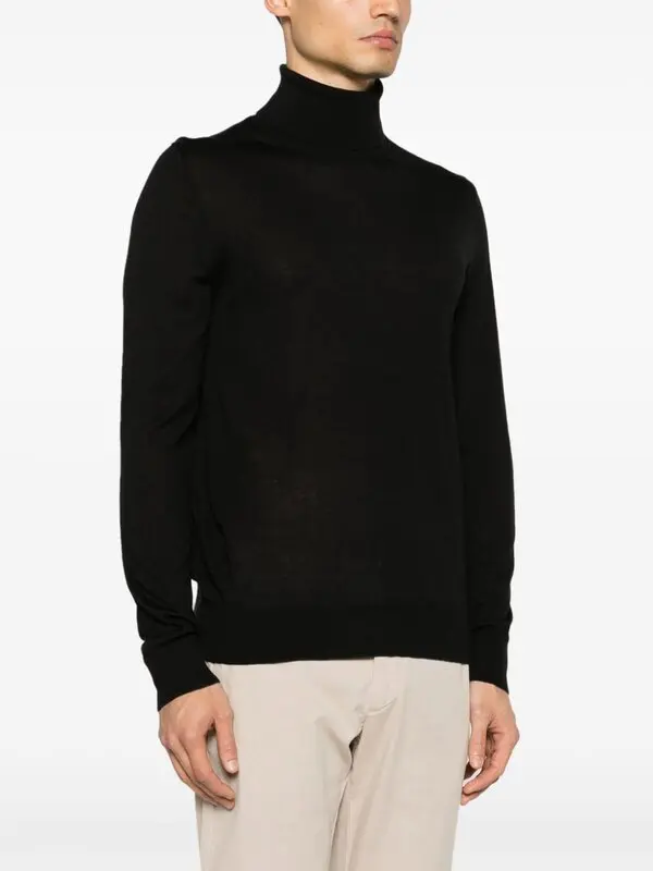 HACKETT LONDON Hackett Roll-neck Wool-blend Jumper - Black