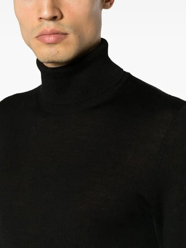 HACKETT LONDON Hackett Roll-neck Wool-blend Jumper - Black