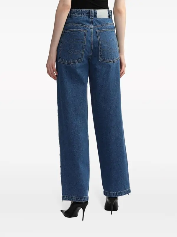 Eytys Titan Logo-Tape Wide-Leg Jeans Blue Editorialist