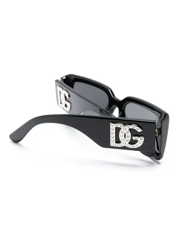 Dolce & Gabbana Logo-plaque Rectangle-frame Sunglasses - Black