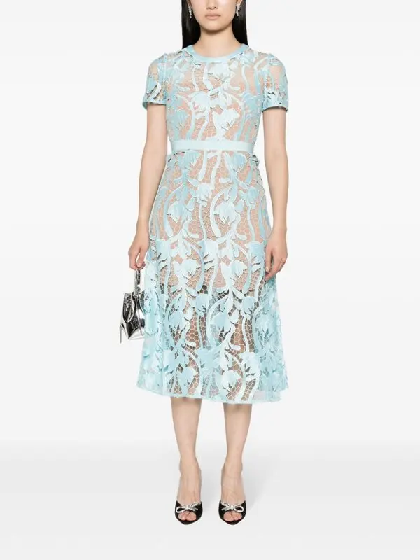 Self-portrait Guipure Lace Midi Dress - Blue