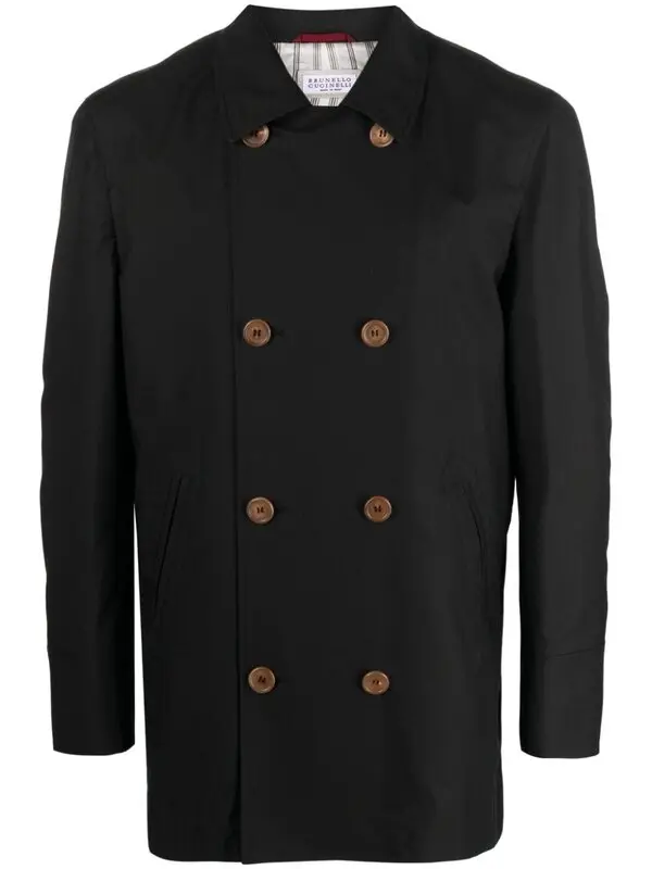 Brunello Cucinelli Double-breasted Gabardine Jacket - Black