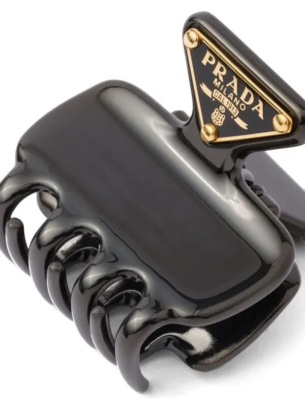 Prada Triangle-logo Claw Clip - Black