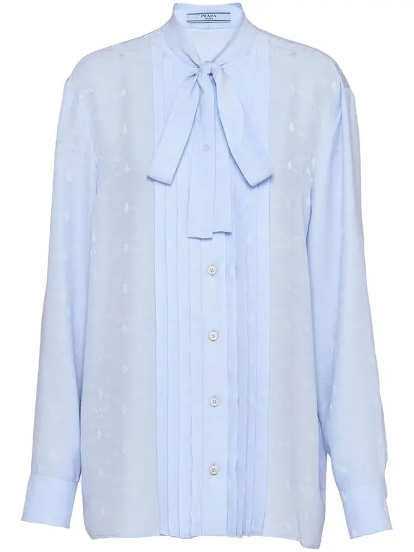 Prada Jacquard Crepe-de-chine Blouse