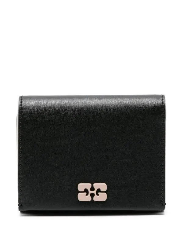 GANNI Tri-fold Leather Wallet - Black