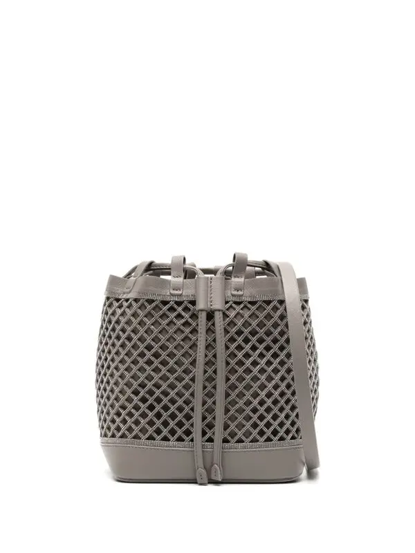 Brunello Cucinelli Monili Chain-net Leather Bucket Bag - Grey