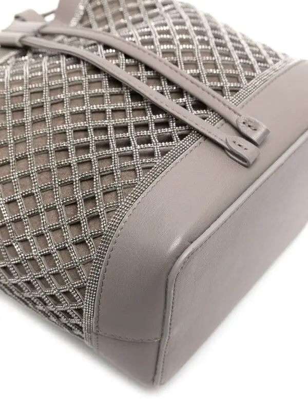 Brunello Cucinelli Monili Chain-net Leather Bucket Bag - Grey